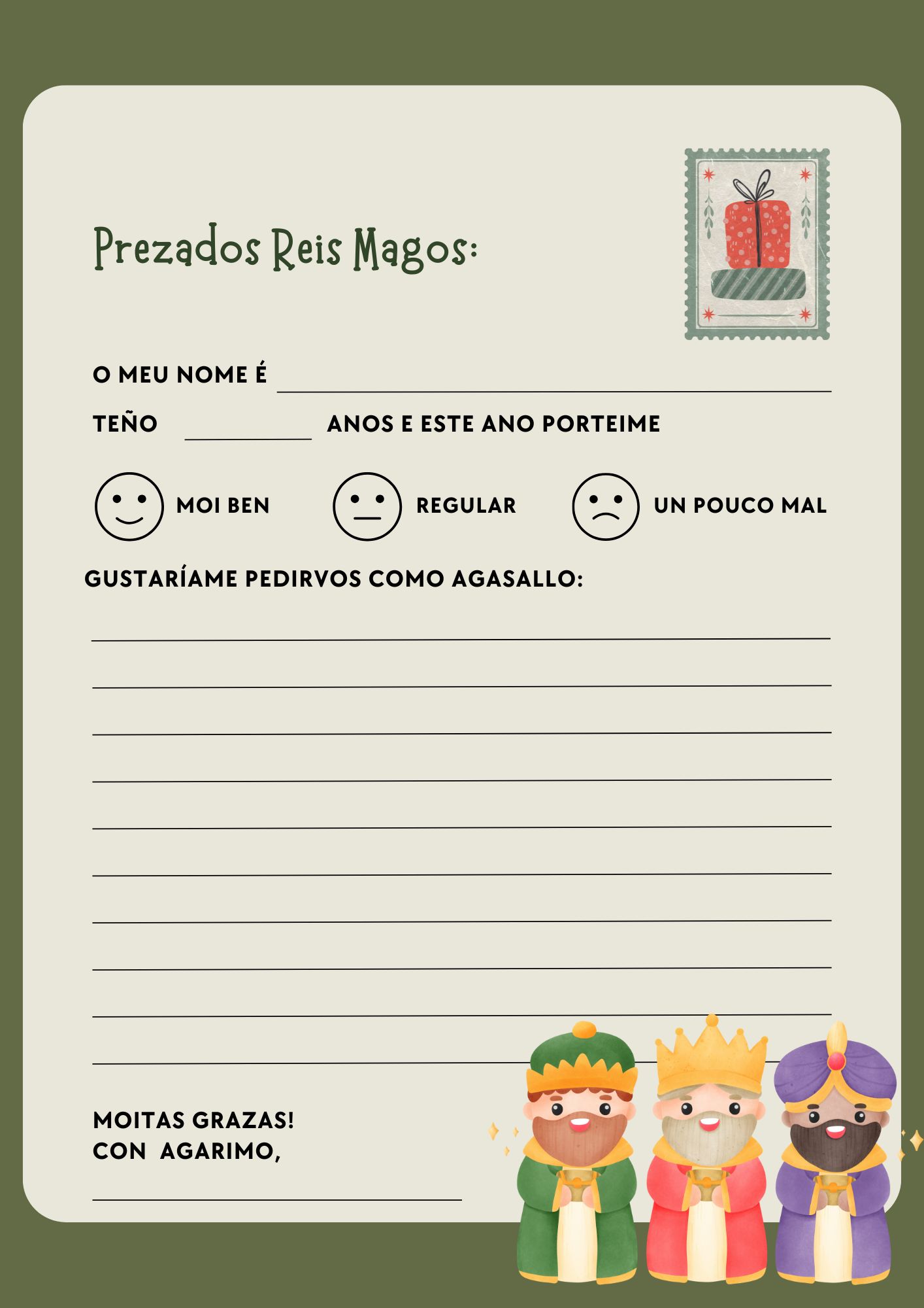 Carta aos Reis Magos en galego para descargar • As chaves da lingua